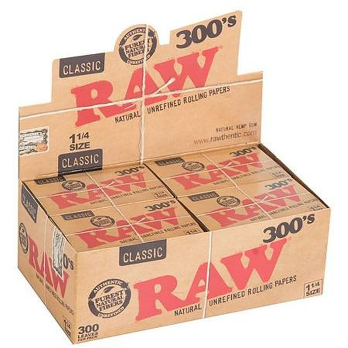 RAW Classic Creaseless 1 1/4 300’s Rolling Paper - Full Box 40 Count ...